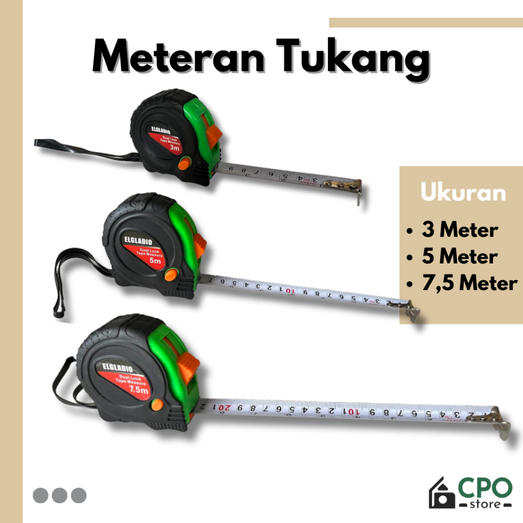 Jual Meteran Tukang / Meteran Bangunan 3 Meter, 5 Meter, 7.5 Meter ...