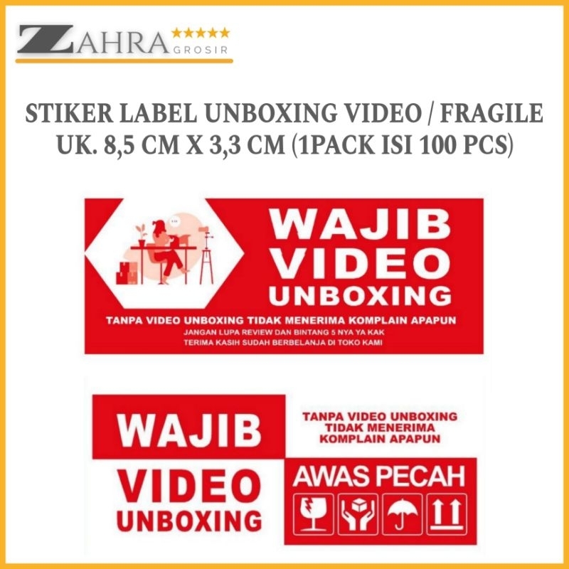 Jual Stiker Label Unboxing Video / Fragile 1 Pack isi 100 pcs Ukuran ...