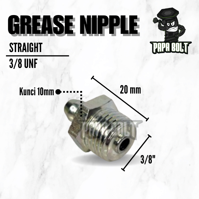 Jual Grease Nipple / Nepel Grease (Steel) SANWA S.K 3/8 UNF 180° Lurus ...
