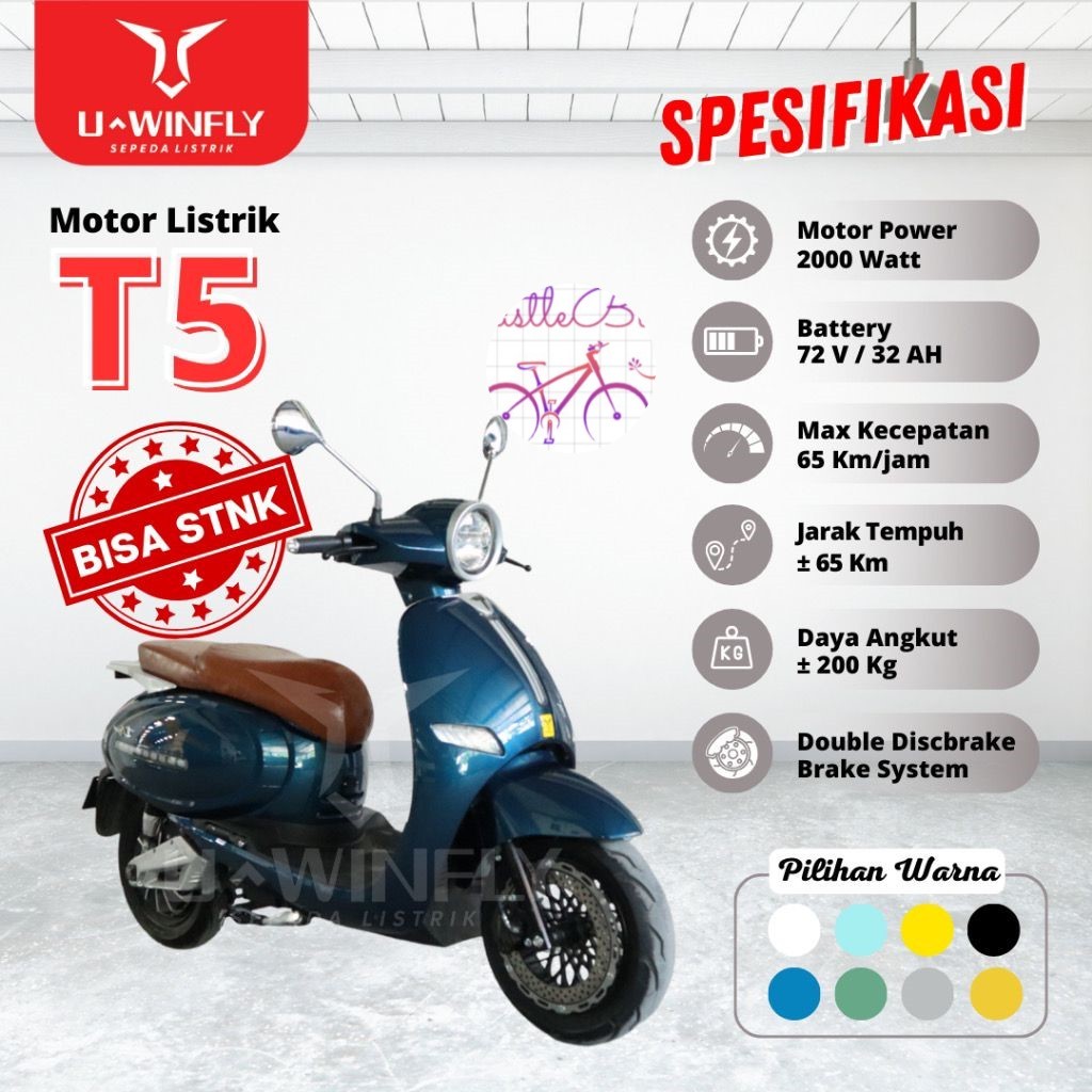 Jual UWINFLY NEW Motor Listrik Vespa T5 Baterai 72V/20Ah ( warna tulis di note / chat ) | Shopee ...