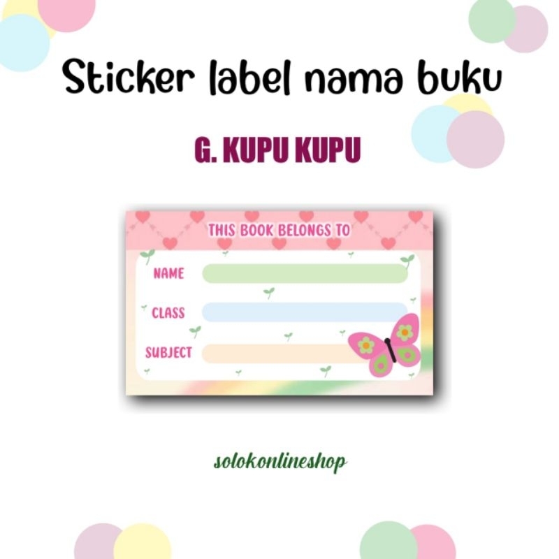 Jual STIKER LABEL NAMA BUKU / AESTHETIC BOOK LABEL STICKER PER PCS ...