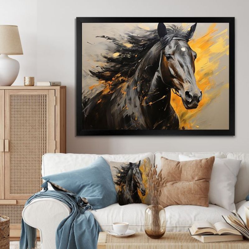 Jual Lukisan kuda hitam perkasa modern art | Shopee Indonesia