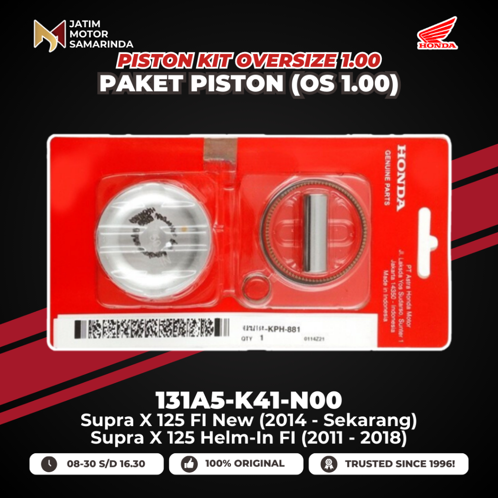 Jual Honda AHM Piston Kit 131A5-K41-N00 K41 OS Oversize 1.00 1 Supra X 125 Genuine Parts ...
