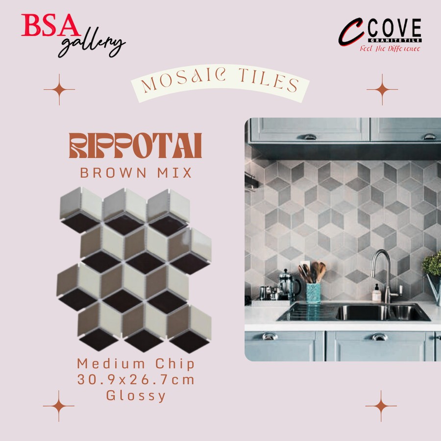 Jual MOSAIC TILE DIAMOND RHOMBUS HITAM PUTIH / KERAMIK MOZAIK DINDING ...