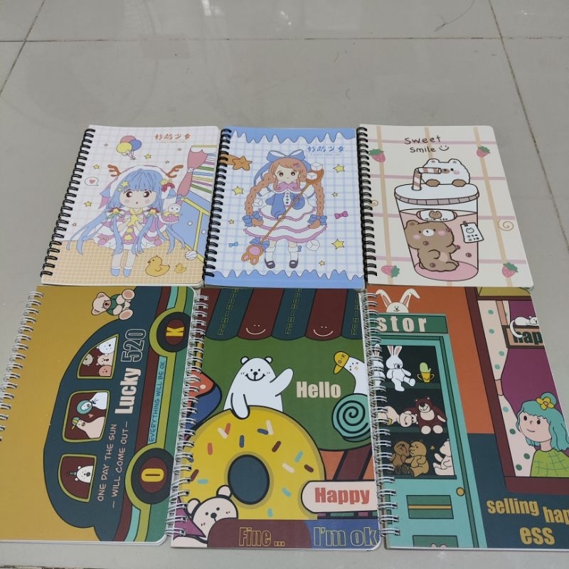 Jual Notes animal and anime girl Spiral A5 Fancy Buku notes bergaris ...