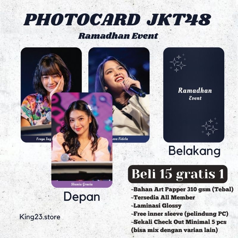 Jual JKT48 Photocard Edisi Ramadhan Event Fanmade All Member Adel,Freya,Gracia | Shopee Indonesia
