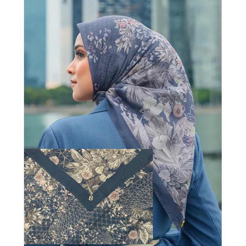Jual jilbab segiempat hijab segi empat motif Voal buttonscarves | Shopee Indonesia