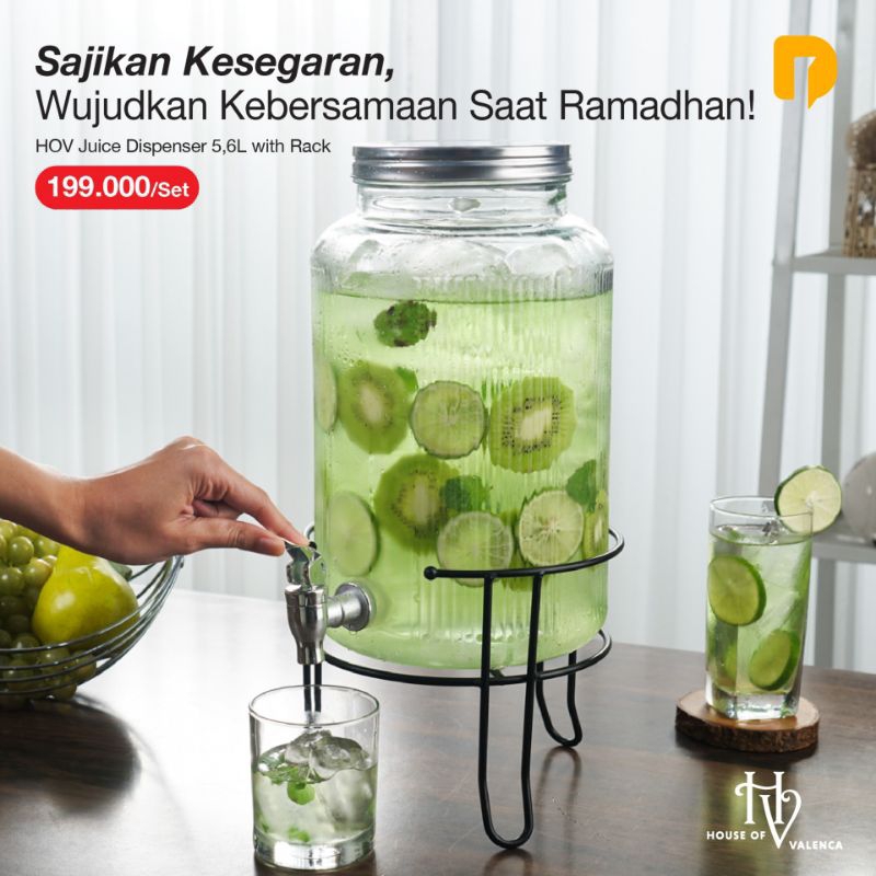 Jual Dispenser Kaca HOV Juice Dispenser 5,6L with Rack | Shopee Indonesia
