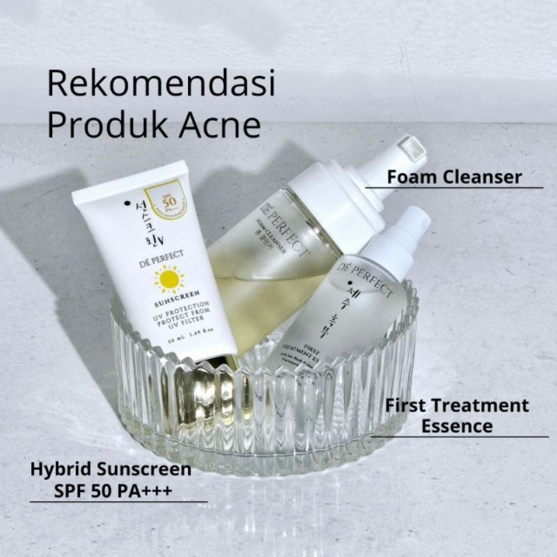 Jual DE PERFECT Rekomendasi untuk Kulit Berjerawat (Sabun, Essence dan Sunscreen Hybrid SPF 50 ...