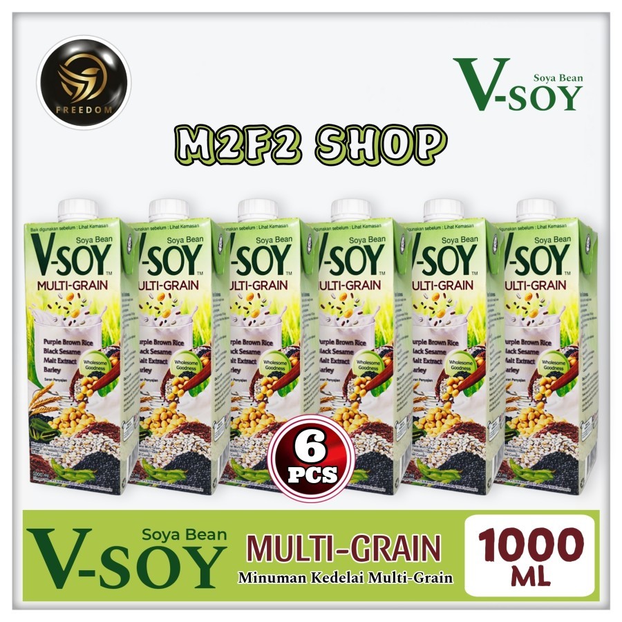 Jual V-Soy Soya Bean Milk Multi Grain Barley | Susu Kedelai Kotak UHT ...