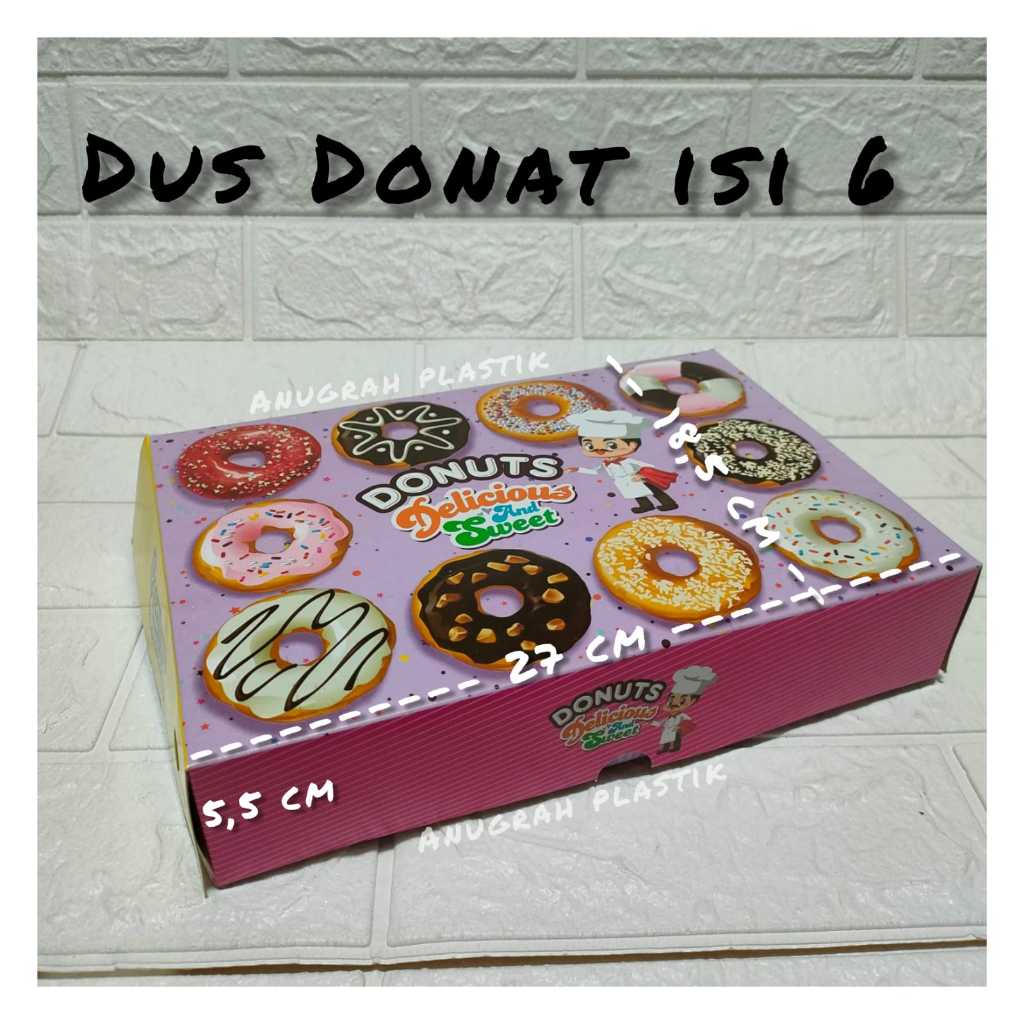Jual Dus Donat uk 27 x 18,5 x 5,5 cm / Dus Donat isi 6 Donat PER 10 PCS ...