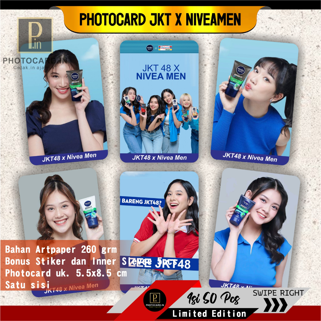 Jual Photocard JKT48 x Nivea Men isi 50 pcs (Free Stiker dan Inner Slevee 5pcs) Unofficial ...