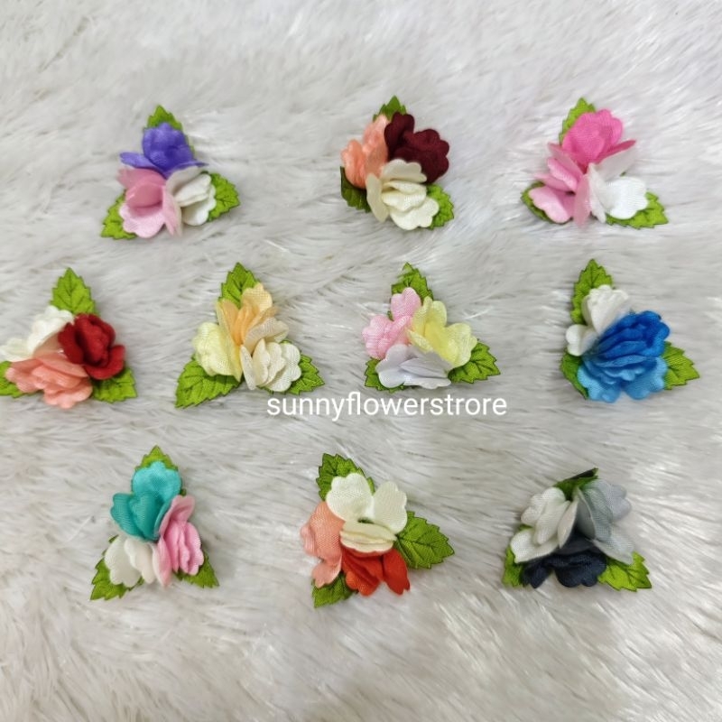Jual ( 12 PCS ) APLIKASI BUNGA TEMPEL SAKU 3 DAUN | Shopee Indonesia