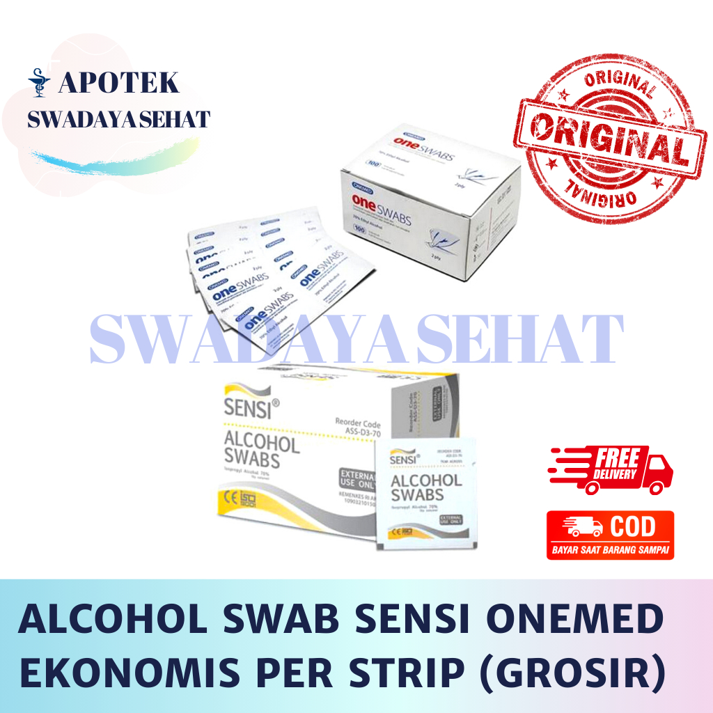Jual Kapas Alkohol Swab Onemed Ecer Per Strip - 2 Lembar Alcohol Swab ...