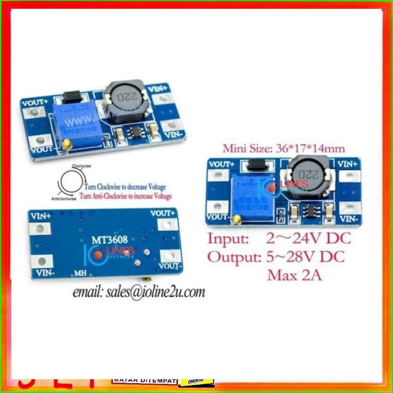 Jual Module Step UP Modul Power Booster 2A 5-28V DC-DC | Shopee Indonesia