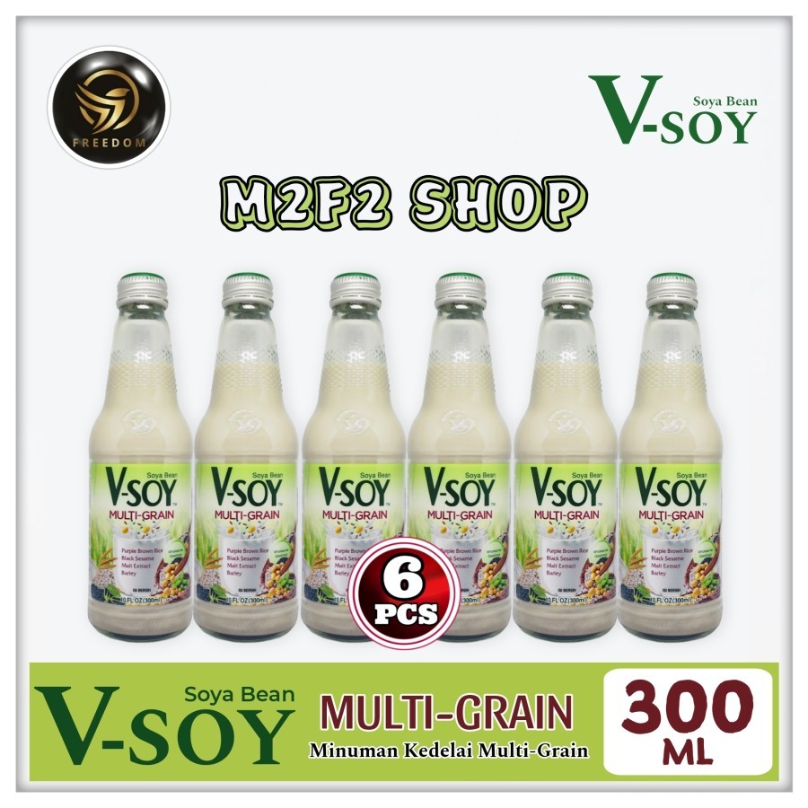 Jual V-Soy Soya Bean Milk Multi Grain Barley | Susu Kedelai Botol - 300 ...