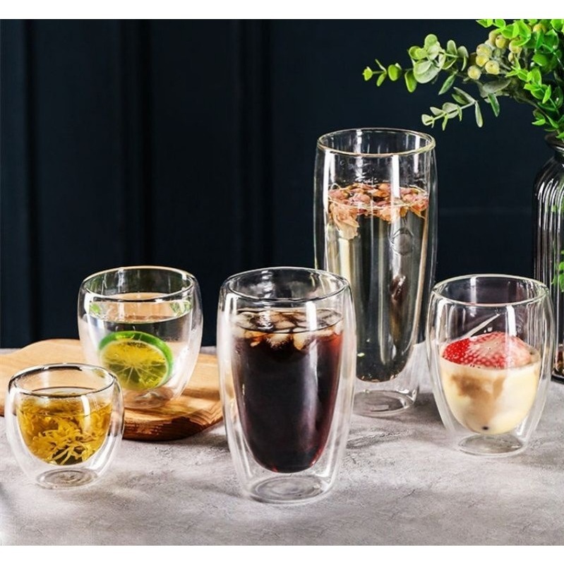 Jual DOUBLE LAYER GLASS DOUBLE WALL MUG GELAS ANTI PANAS GELAS CANGKIR KOPI / GELAS KACA KOPI ...