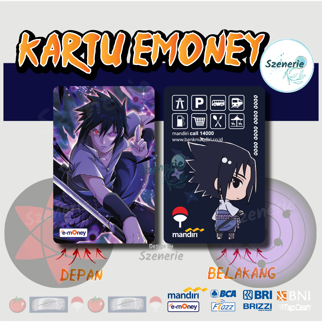 Jual Emoney Sasuke Uchiha Flazz gen 2 Kartu E-money Mandiri BCA Tapcash ...