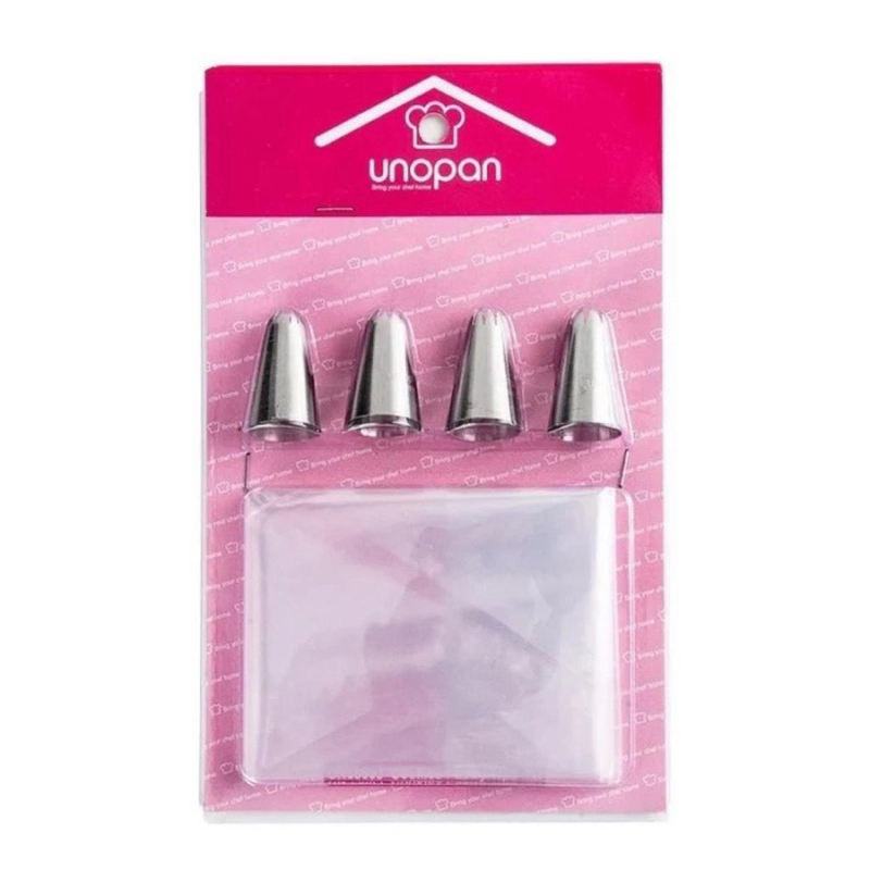 Jual Unopan UN55002 pastry tips set spuit buttercream set 4pcs | Shopee ...