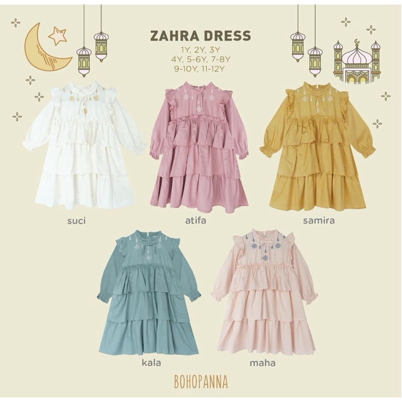 Jual BOHOPANNA - RAYA COLLECTION - ZAHRA DRESS- BAJU MUSLIM ANAK PEREMPUAN | Shopee Indonesia