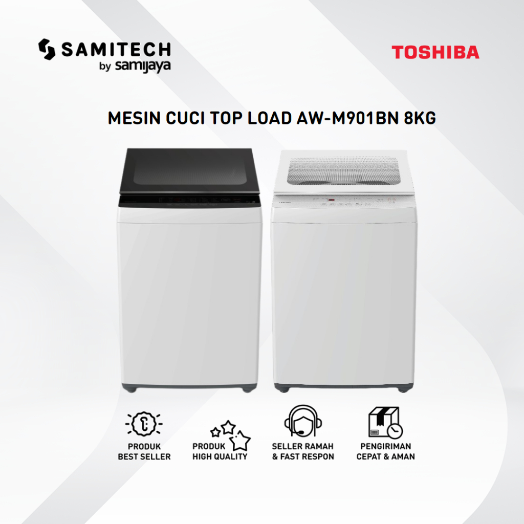 Jual MESIN CUCI TOP LOAD T04 SERIES TOSHIBA AW-M901BN WK / AW M901BN WW KAPASITAS 8KG | Shopee ...