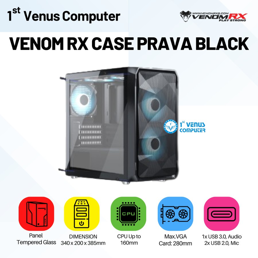 Jual VENOMRX PRAVA TEMPERED GLASS SLIDE M-ATX GAMING CASE VENOM RX ...