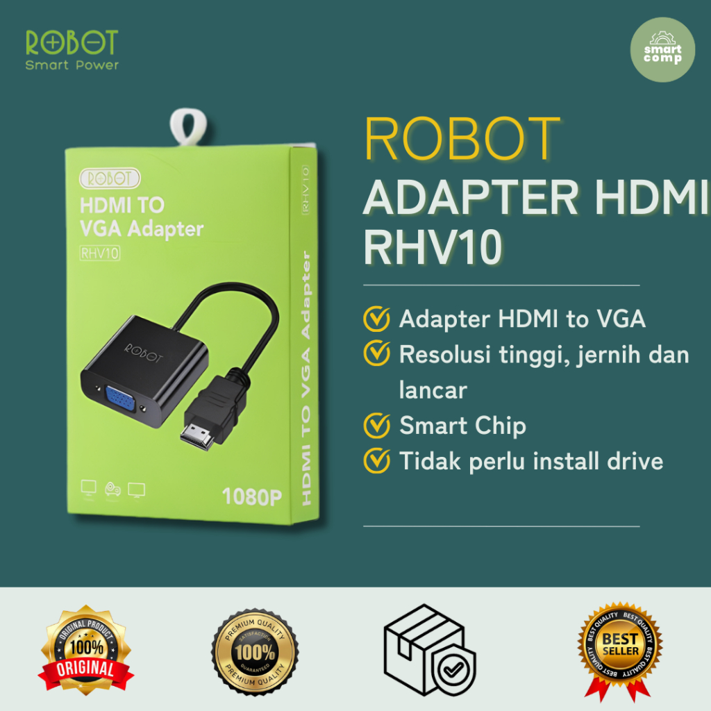 Jual Robot RHV10 HDMI to VGA Adapter 1080P Full HD (without Audio ...