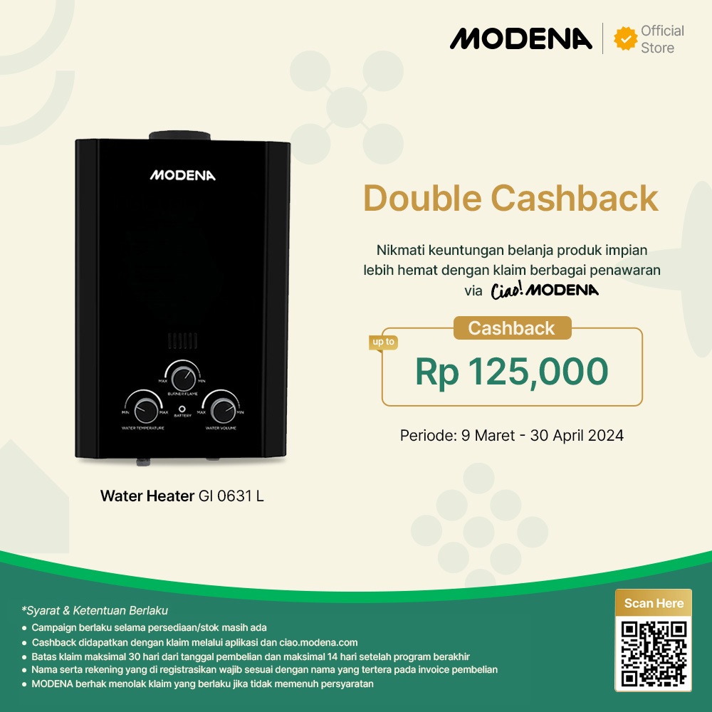 Jual MODENA Tankless Gas Instant - GI 0631 L | Shopee Indonesia