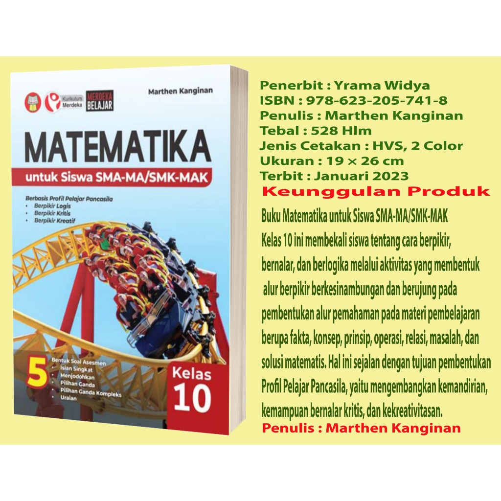 Jual BUKU MATEMATIKA UNTUK SMA-MA/SMK-MAK KELAS 10/X KURIKULUM MERDEKA MARTHEN KANGINAN | Shopee ...