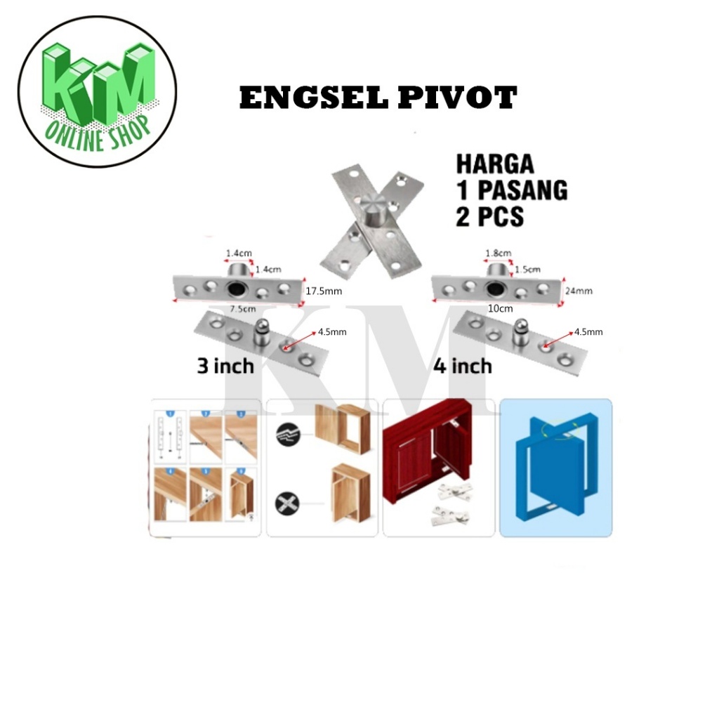 Jual Engsel Pivot Pintu 3 inch dan 4 inch Stainless Steel Engsel Putar ...