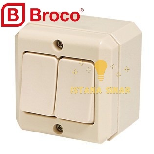 Jual Saklar Seri Double Broco Saklar dua Lampu Outbow Switch OB Tempel ...