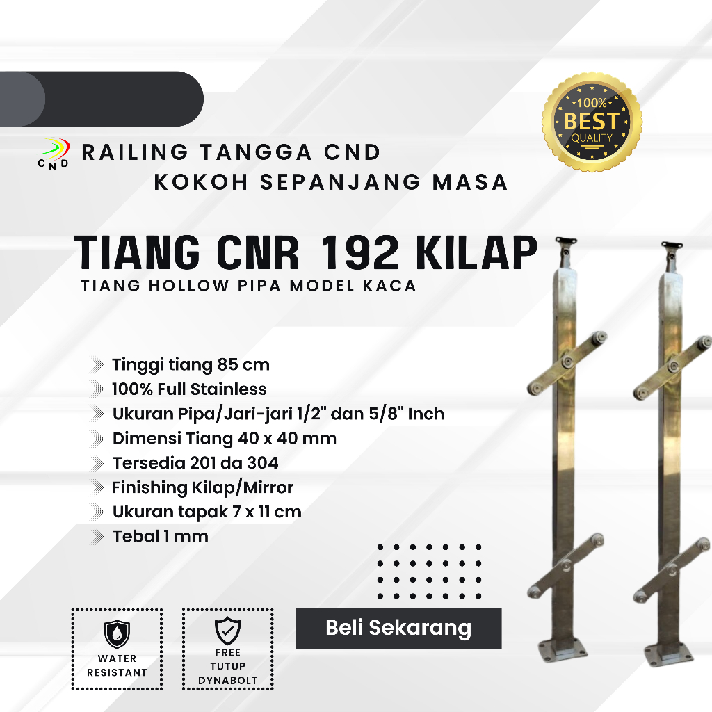 Jual Railing CnD Tiang railing tangga kaca Ss 201/304 | Shopee Indonesia