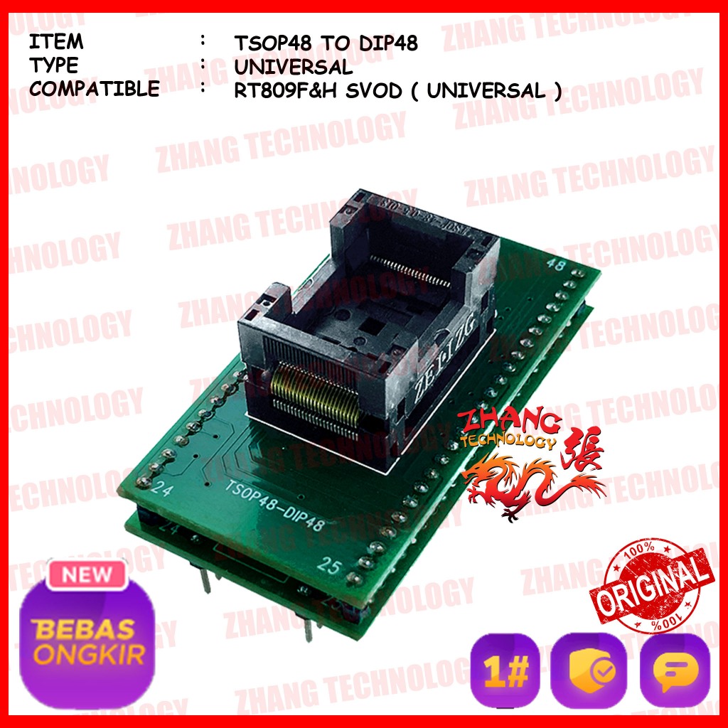Jual Adapter socket TSOP48 to DIP48 IC NAND Flash Laptop PS3 PS4 PS5 Mining Jepitan soket ic ...