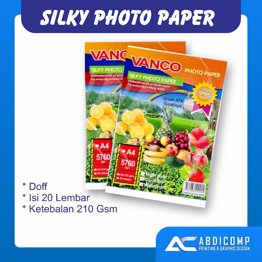 Jual Kertas Foto Silky Vanco Ukuran A4 20 Lembar | Shopee Indonesia
