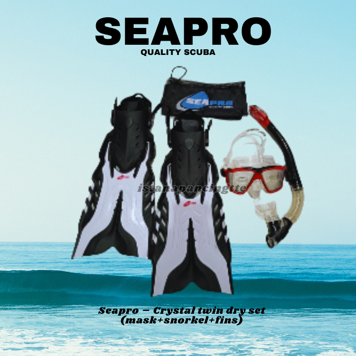 Jual SEAPRO– CRYSTAL TWIN DRY SET (MASK+SNORKEL+FINS) | Shopee Indonesia