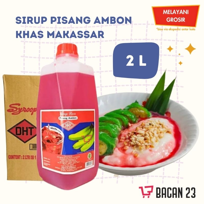 Jual Sirup Pisang Ambon Khas Makassar merk Sirup DHT (2L) Bonus Box ...