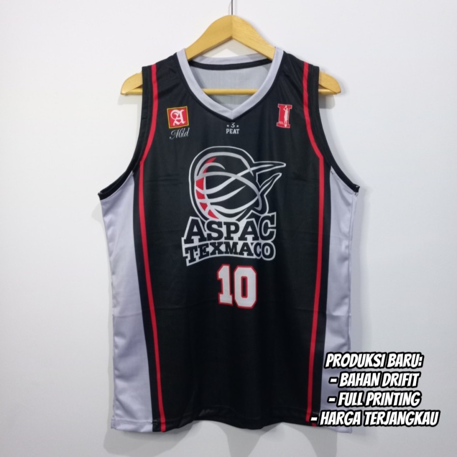 Jual JERSEY BASKET IBL REPRO ASPAC TEXMACO #10 MARIO WUYSANG - HITAM ...