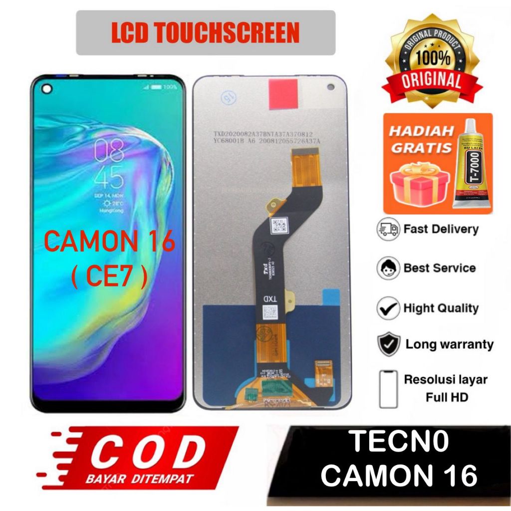 Jual LCD TOUCHSCREEN TECNO CAMON 16 (CE7) FULLSET ORIGINAL + LEM ...