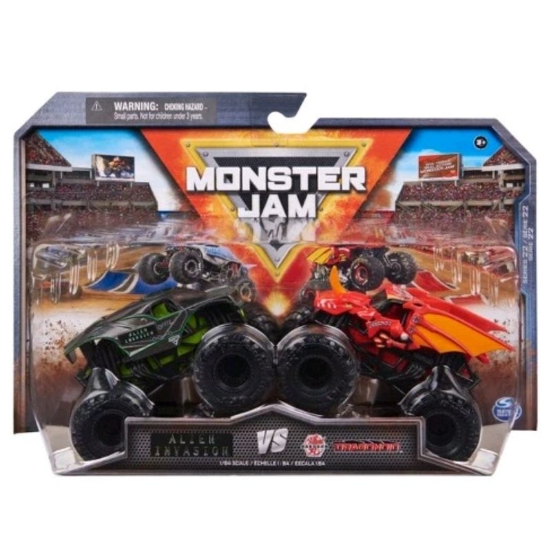 Jual monster jam 2 in 1 double Packs alien invasion vs dragonoid ...