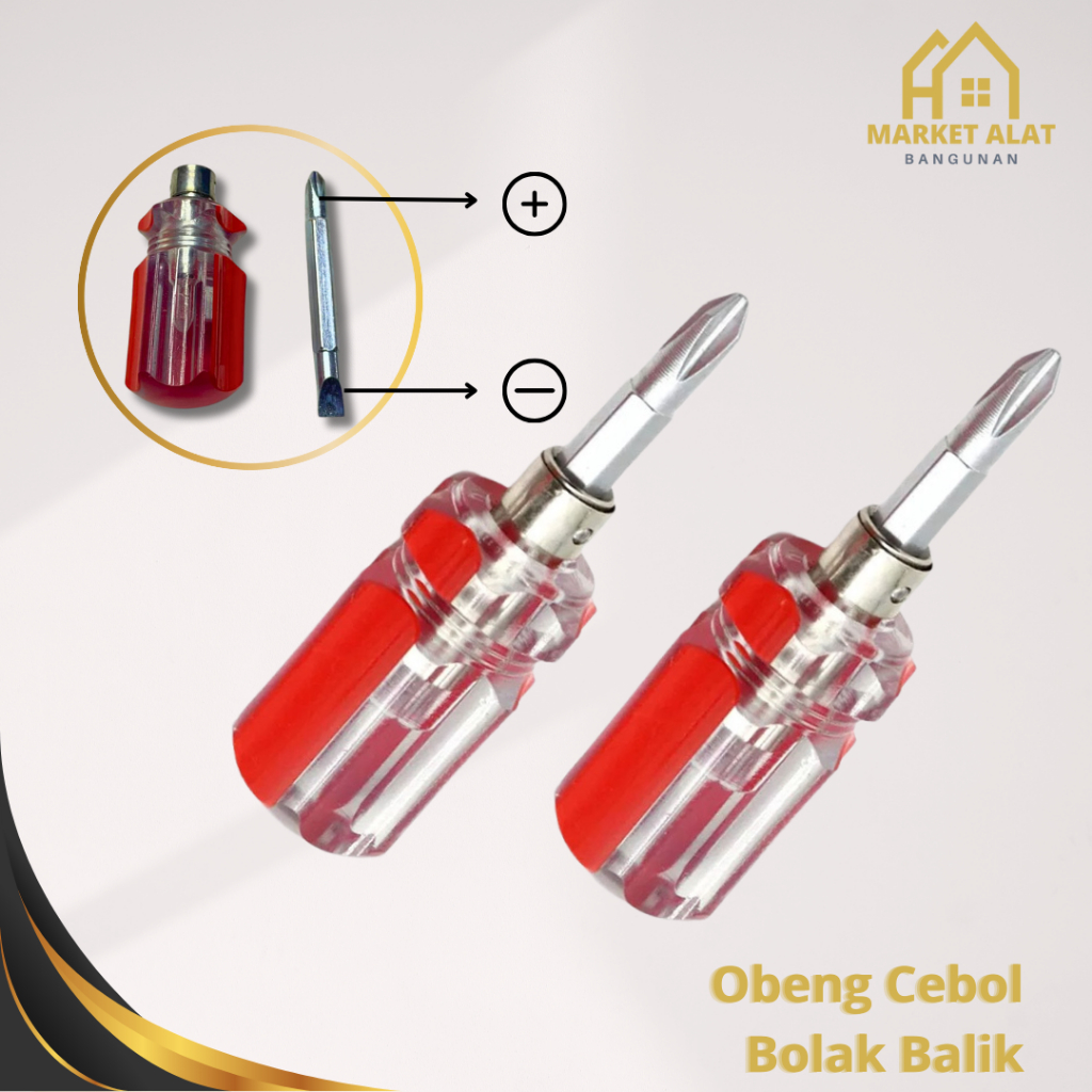 Jual Obeng Cebol Bolak Balik 2 Inci / Obeng Mini Plus Minus 2 Way ...