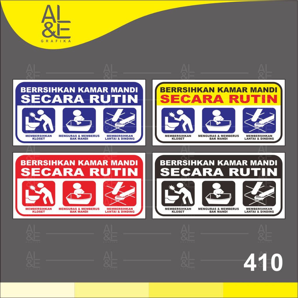 Jual 410 - Stiker Bersihkan Kamar Mandi Secara Rutin, Sticker Vinyl ...
