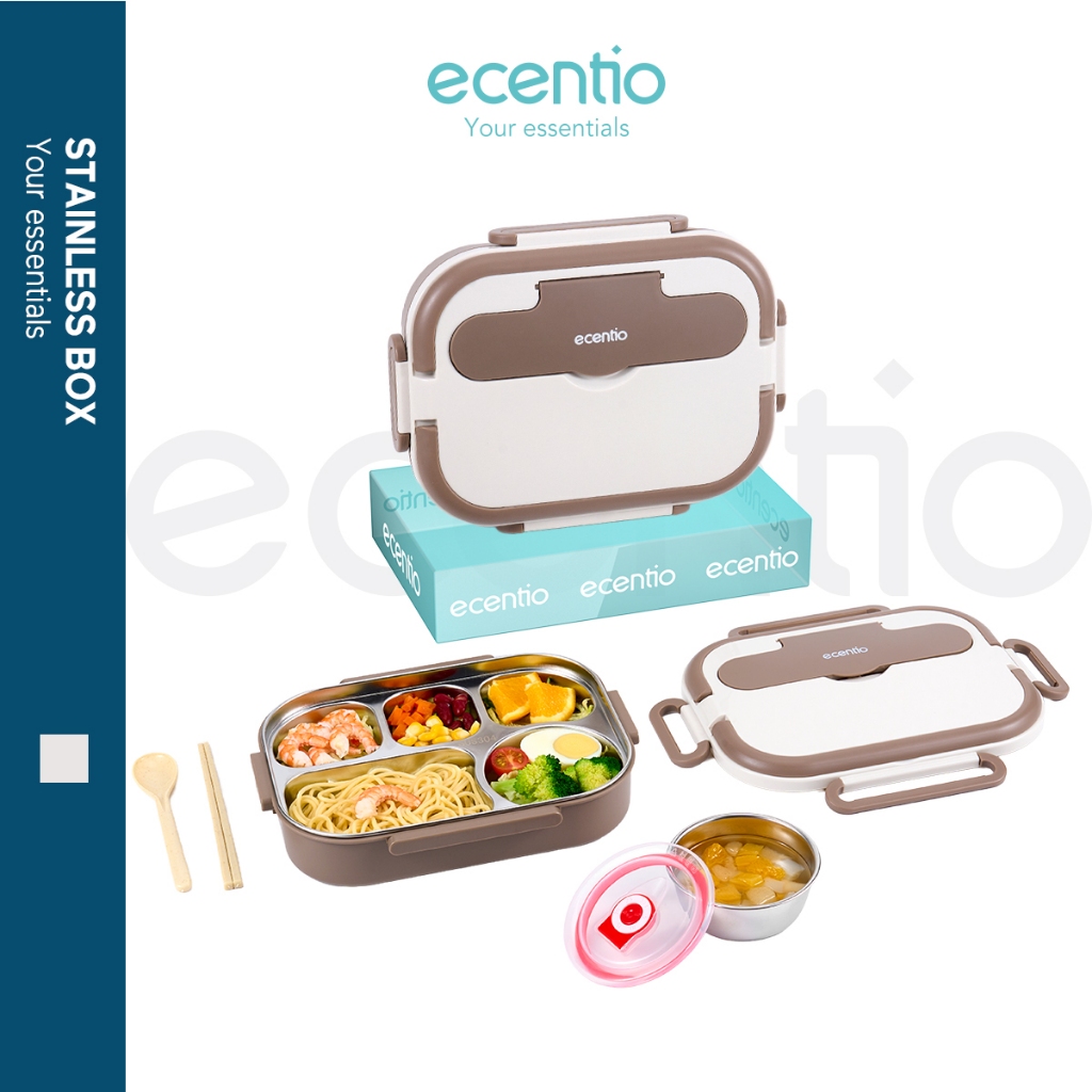 Jual ecentio lunch box stainless 5 sekat 1000ml tempat bekal makan anti ...