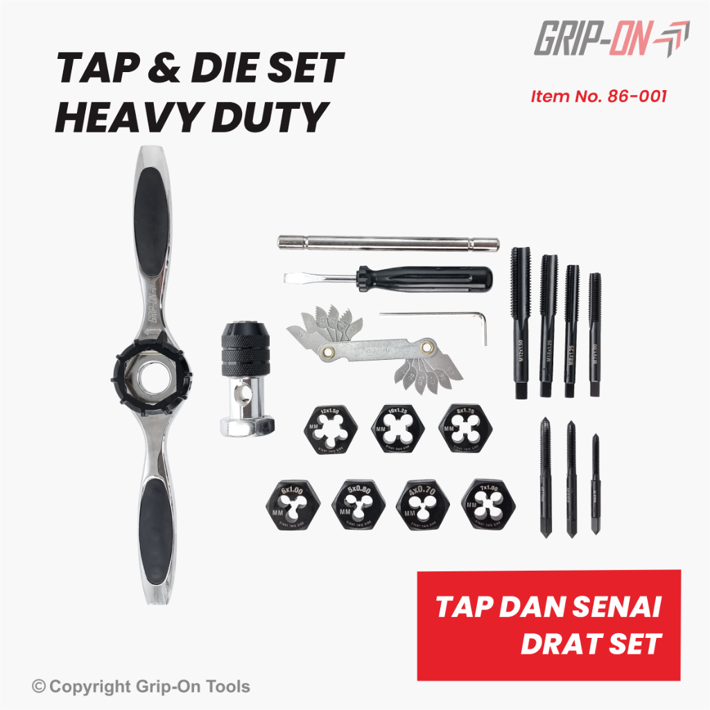 Jual Grip-On Tap & Die Set Heavy Duty Tap dan Senai Drat Set Bentuk ...