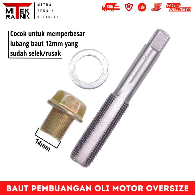 Jual Hand Tap Set Baut Pembuangan Oli Motor Baut Oli 14mm Untuk Oversize dari Baut Standar 12mm ...