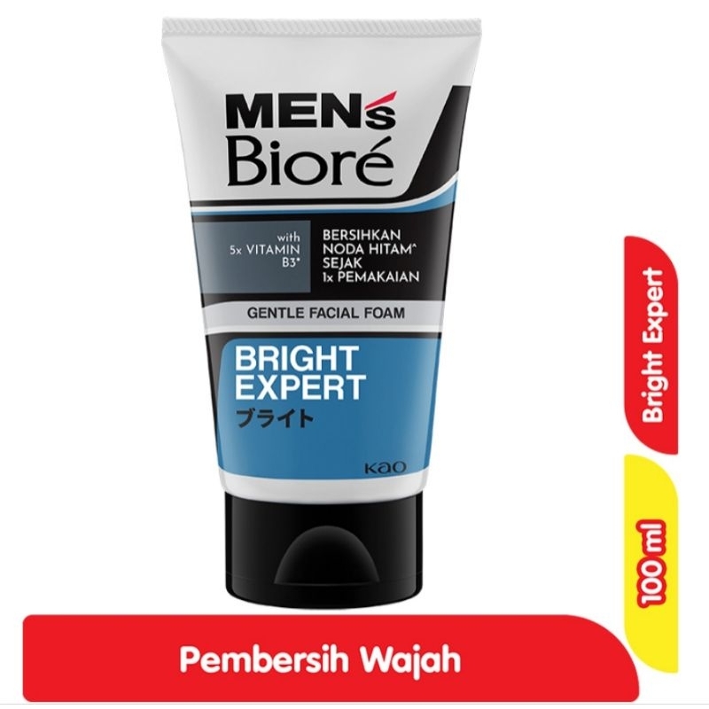 Jual Biore Men,s Gentle Facial Foam Bright Expert 100ml | Shopee Indonesia