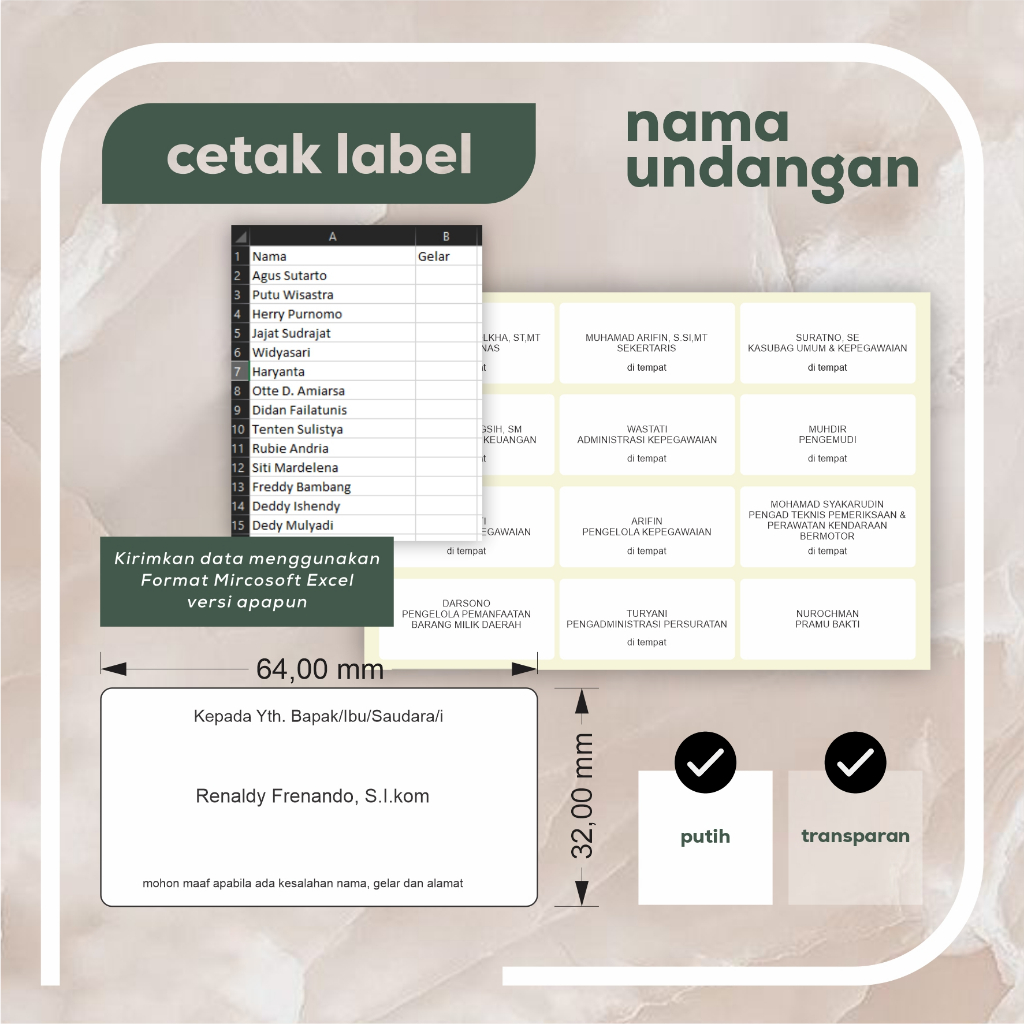 Jual Cetak label nama tamu undangan | Shopee Indonesia