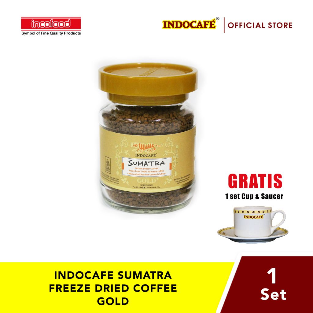 Jual Indocafe Sumatra Freeze Dried Coffee Gold (50g) - Berhadiah Cup ...