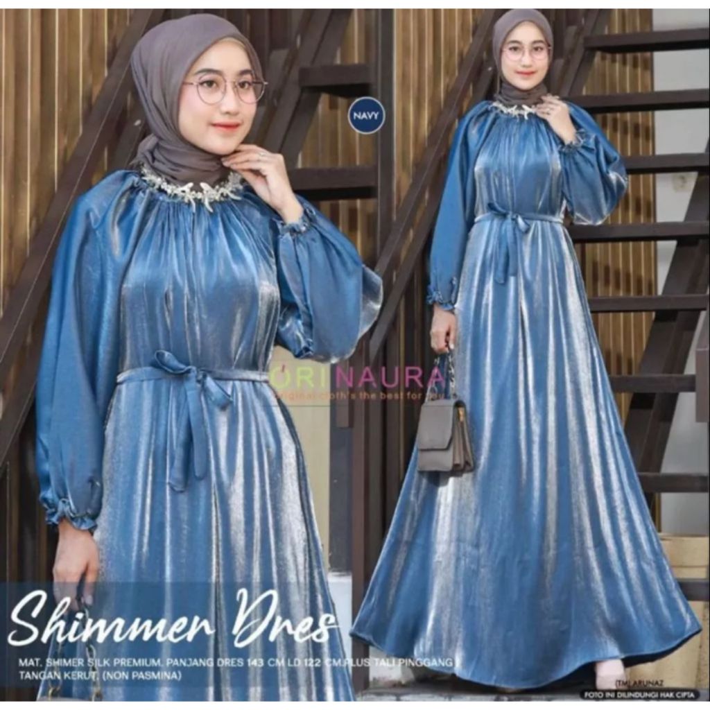 Jual Shimmer Dress Baju Gamis Wanita Terbaru Ootd Lebaran 2024 Bahan ...