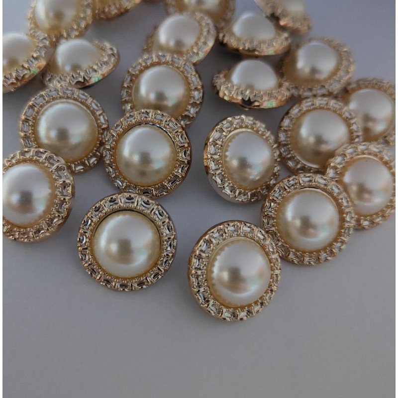 Jual Kancing jamur Mutiara Timbul list Rantai Ukuran 18 mm 21 mm 25 pcs ...