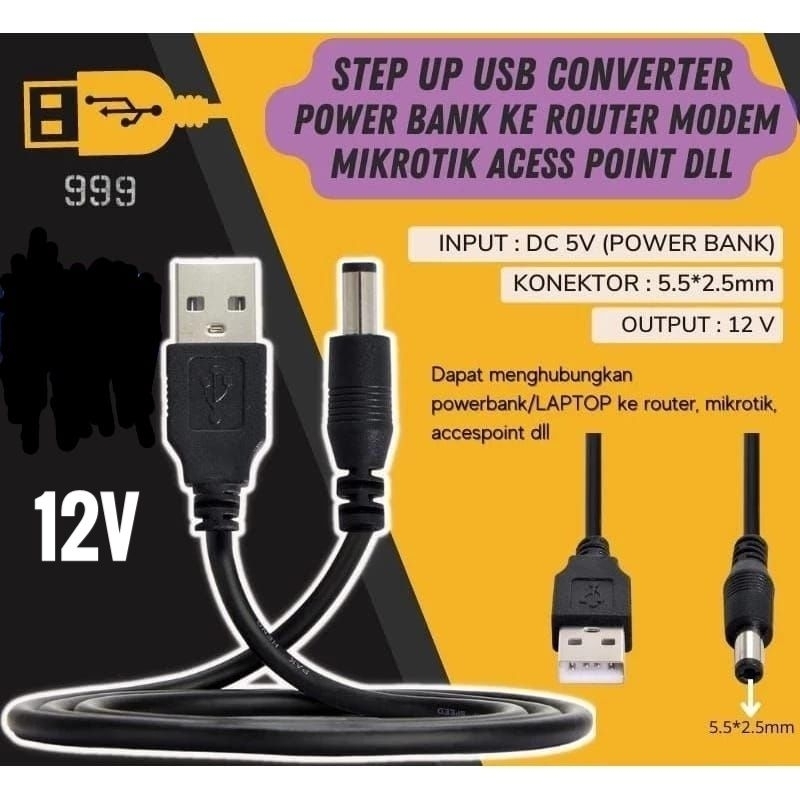 Jual Kabel USB Powerbank 5V To 12V Modem Router Orbit Star 2 Orbit Max ...